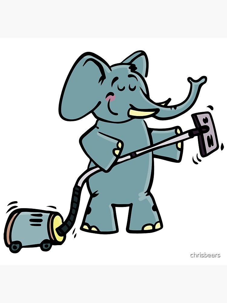 "Funny elephant with vacuum cleaner" Poster for Sale by chrisbears ...