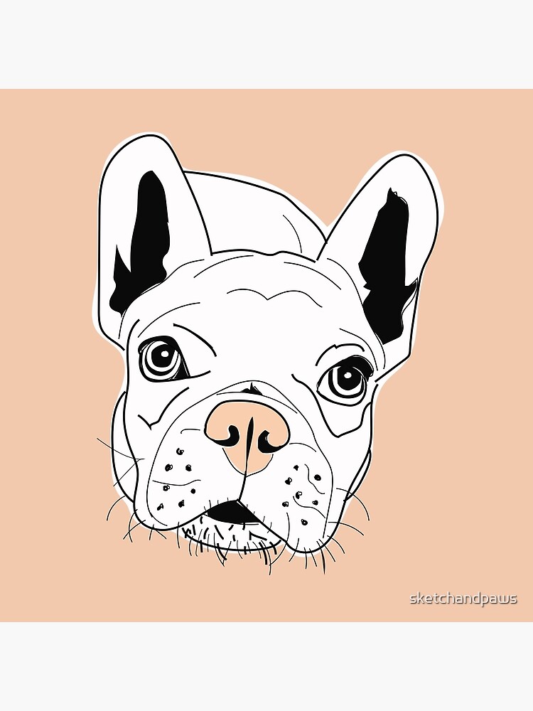 "Frenchie Dog Face (peach)" Poster for Sale by sketchandpaws | Redbubble