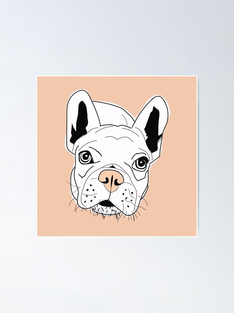 "Frenchie Dog Face (peach)" Poster for Sale by sketchandpaws | Redbubble