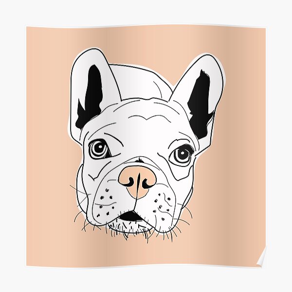 "Frenchie Dog Face (peach)" Poster for Sale by sketchandpaws | Redbubble