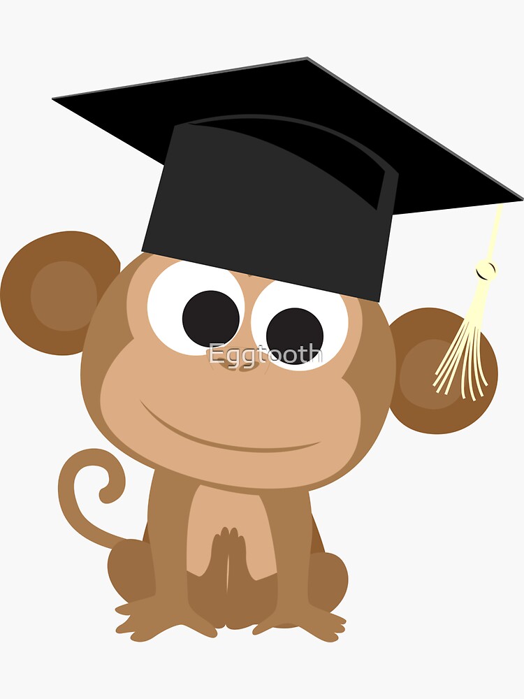 "Cute Monkey Graduate" Sticker for Sale by Eggtooth | Redbubble