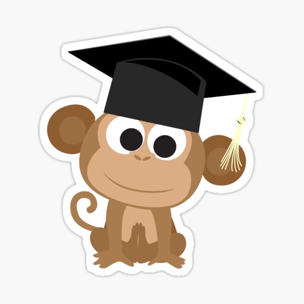 "Cute Monkey Graduate" Sticker for Sale by Eggtooth | Redbubble