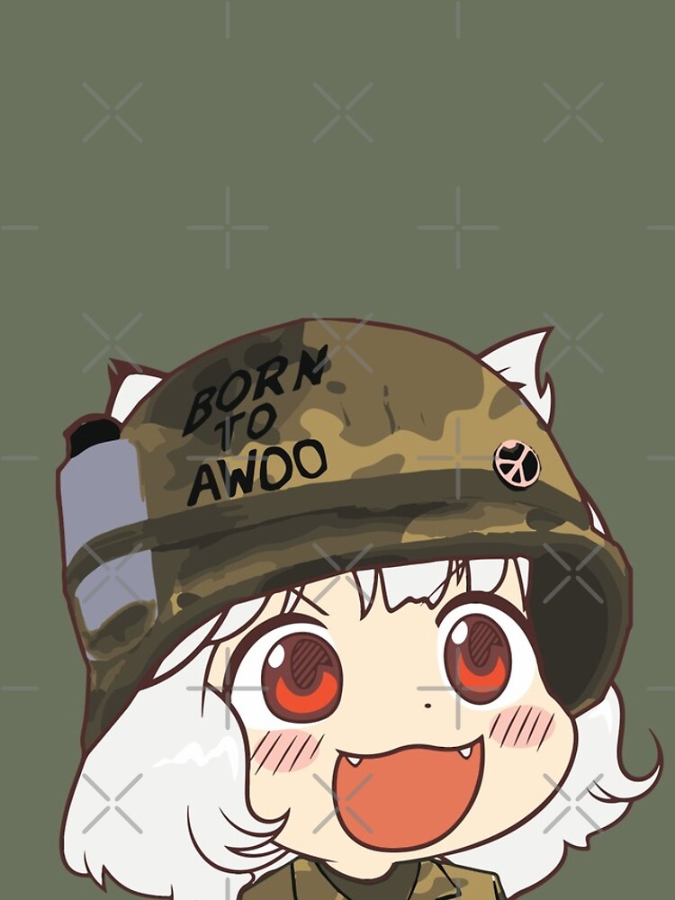 "Awoo Anime girl big smile Army Military Born to Awoo with Peace Symbol ...