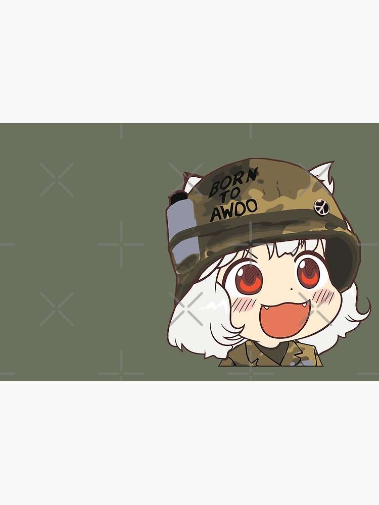 "Awoo Anime girl big smile Army Military Born to Awoo with Peace Symbol ...