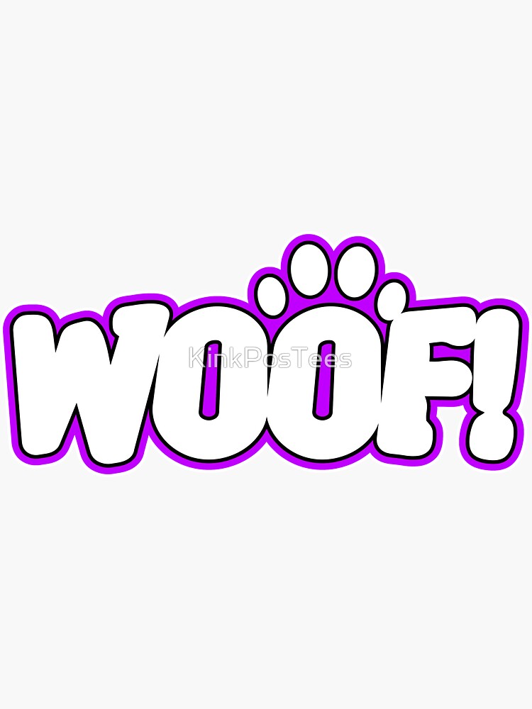 "Purple Pup WOOF!" Sticker for Sale by KinkPosTees | Redbubble