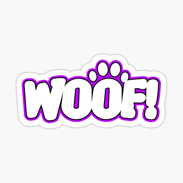 "Purple Pup WOOF!" Sticker for Sale by KinkPosTees | Redbubble