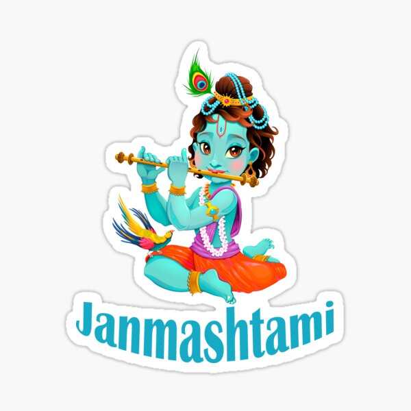 "Janmashtami T-Shirt Hindu Holiday" Sticker for Sale by Inna-Buhayko ...