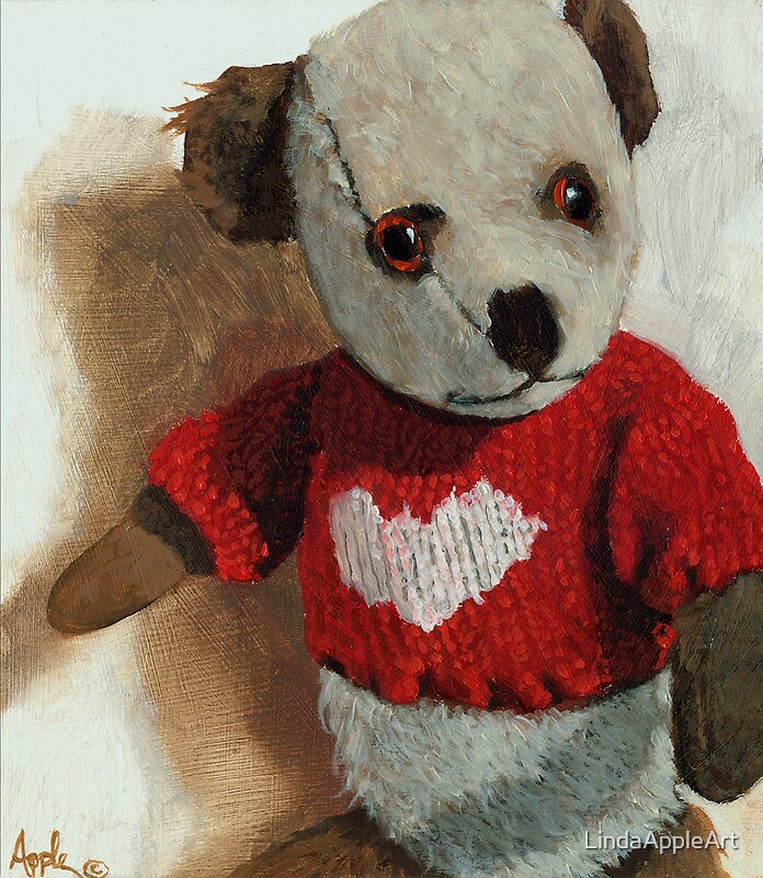 "Frank -teddy bear painting" by LindaAppleArt | Redbubble