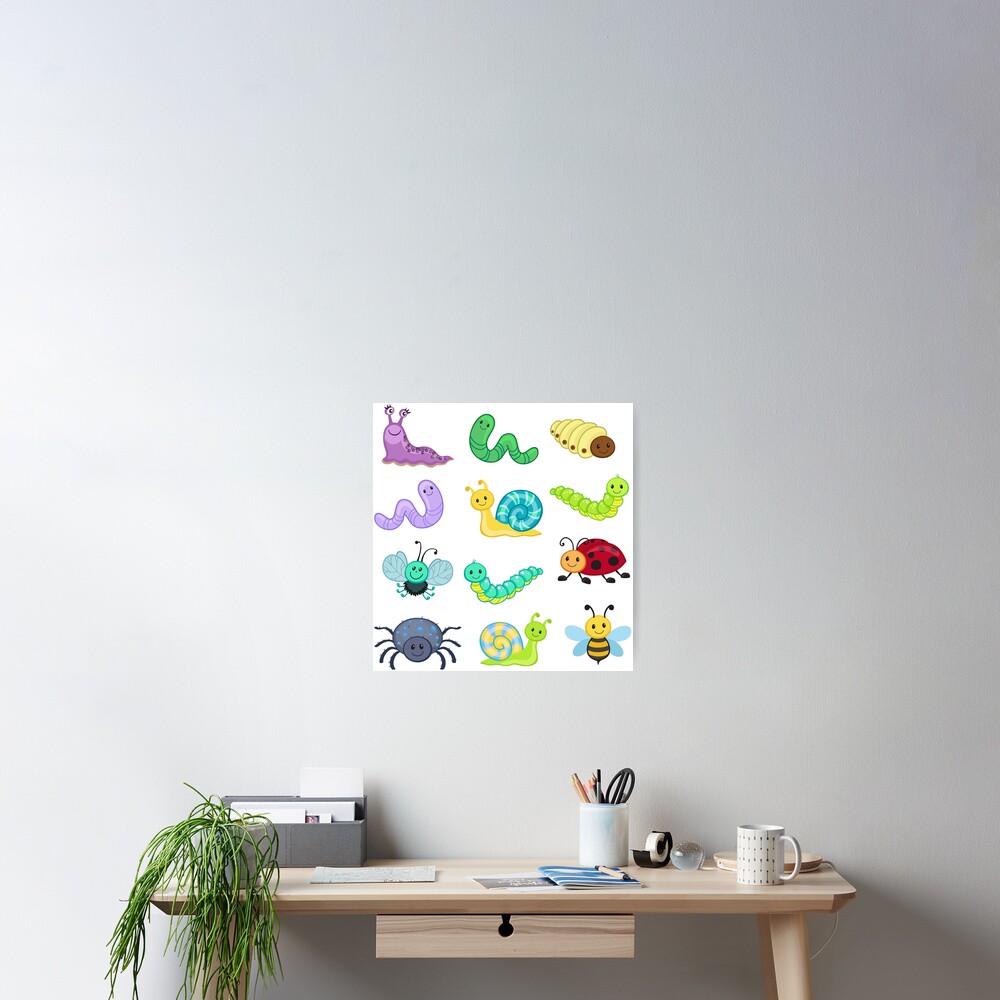 "Big Bundle set. Bugs clipart, Cute Bugs." Poster by Sandytov | Redbubble