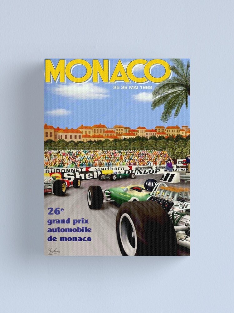 "MONACO : Vintage 1968 Grand Prix Auto Racing Print" Canvas Print by ...