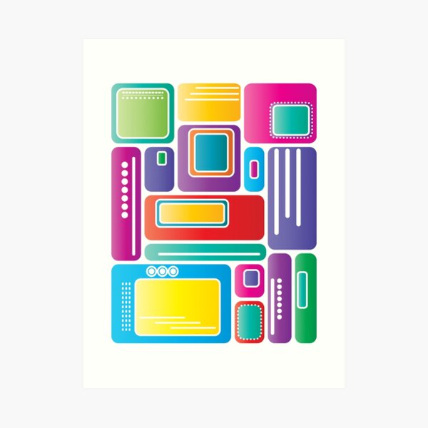 "Colorful Blocks - Mid Century Modern - Computer Modules" Art Print for ...