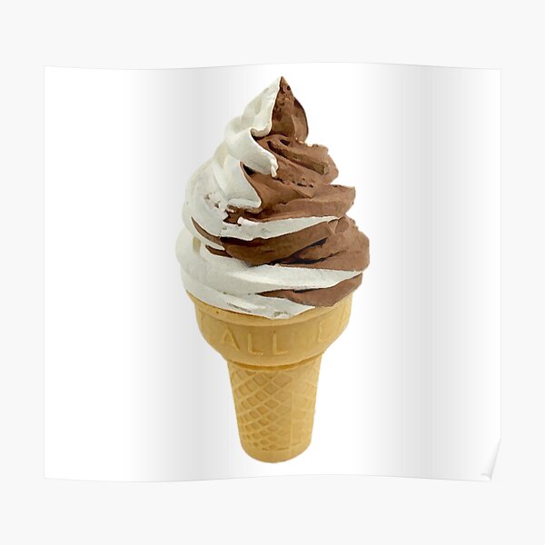 Twist Ice Cream Cone Vanilla And Chocolate Soft Serve Poster By
