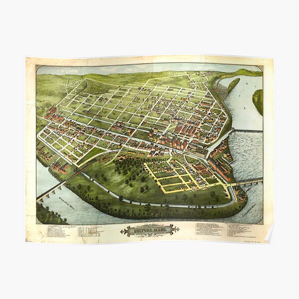 "Bird's Eye View of Holyoke, Massachusetts (1877)" Poster for Sale by ...