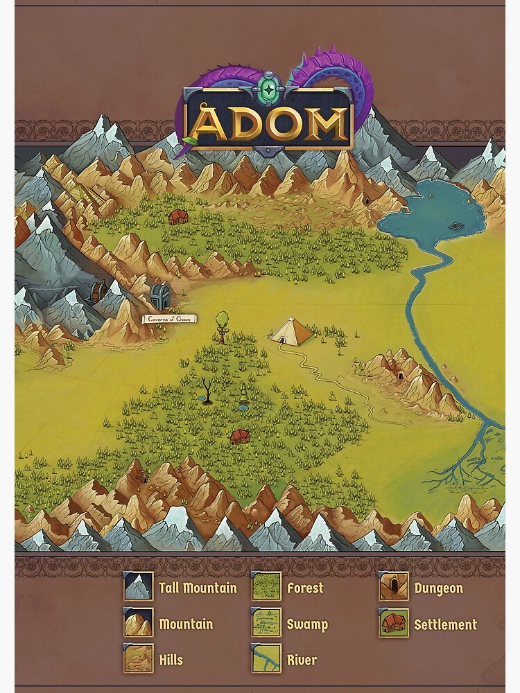 "ADOM map" Spiral Notebook for Sale by ADOMgame | Redbubble