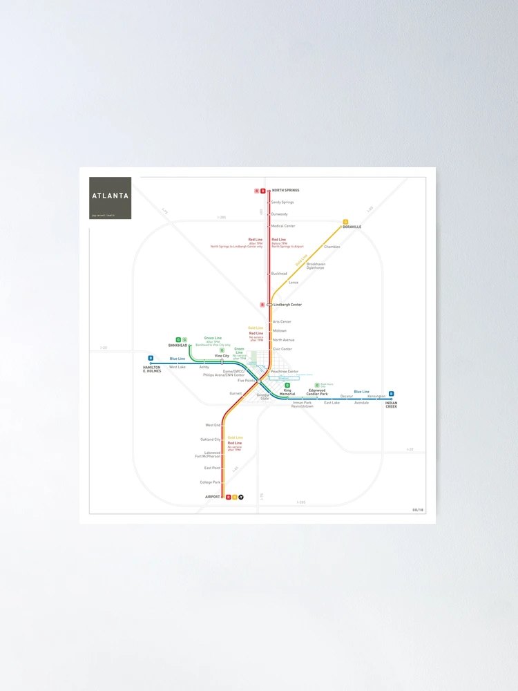 Atlanta Metro Map Printable "Atlanta Metro Map" Art Print By