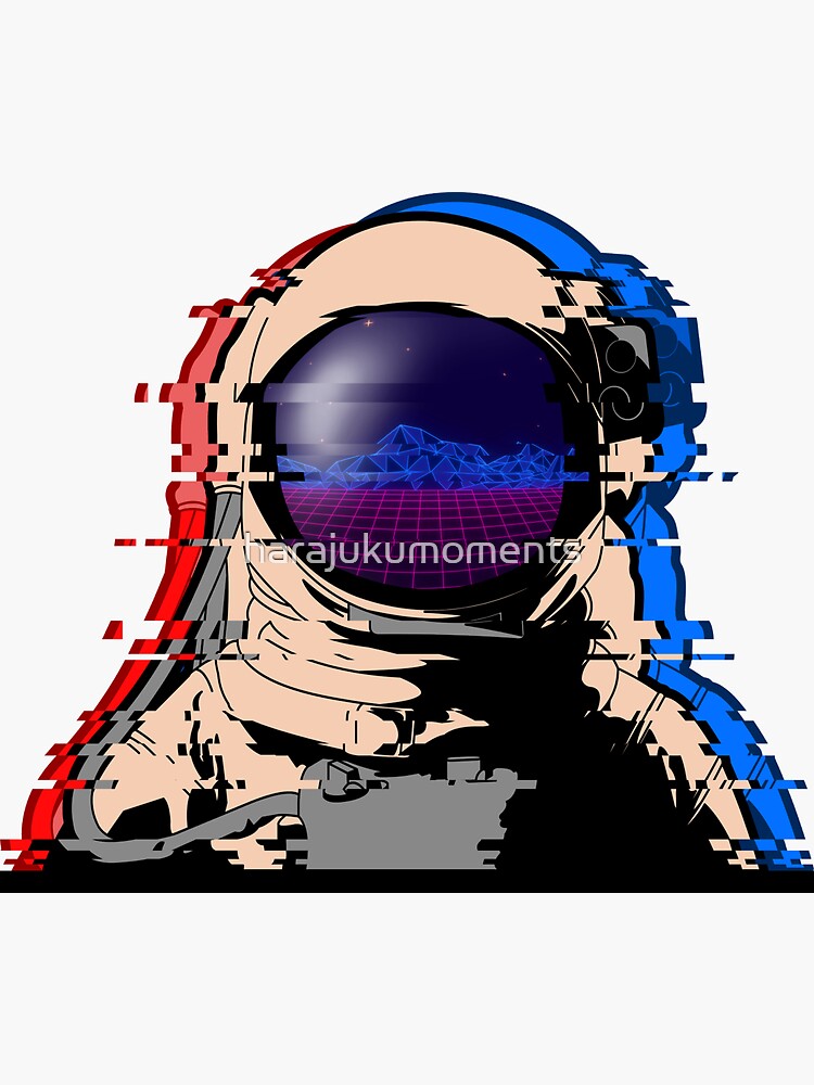 "Astronaut Helmet Neon Landscape Retro Synthwave Vaporwave Aesthetics ...