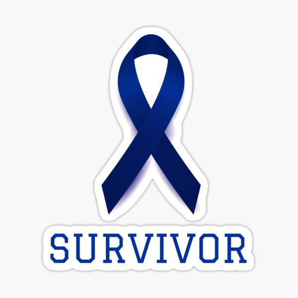 "Colon Cancer Survivor Gift Blue Ribbon Colon Cancer Awareness" Sticker ...