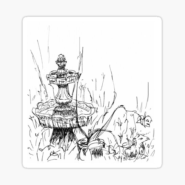 "a garden fountain" Sticker for Sale by moore-art | Redbubble