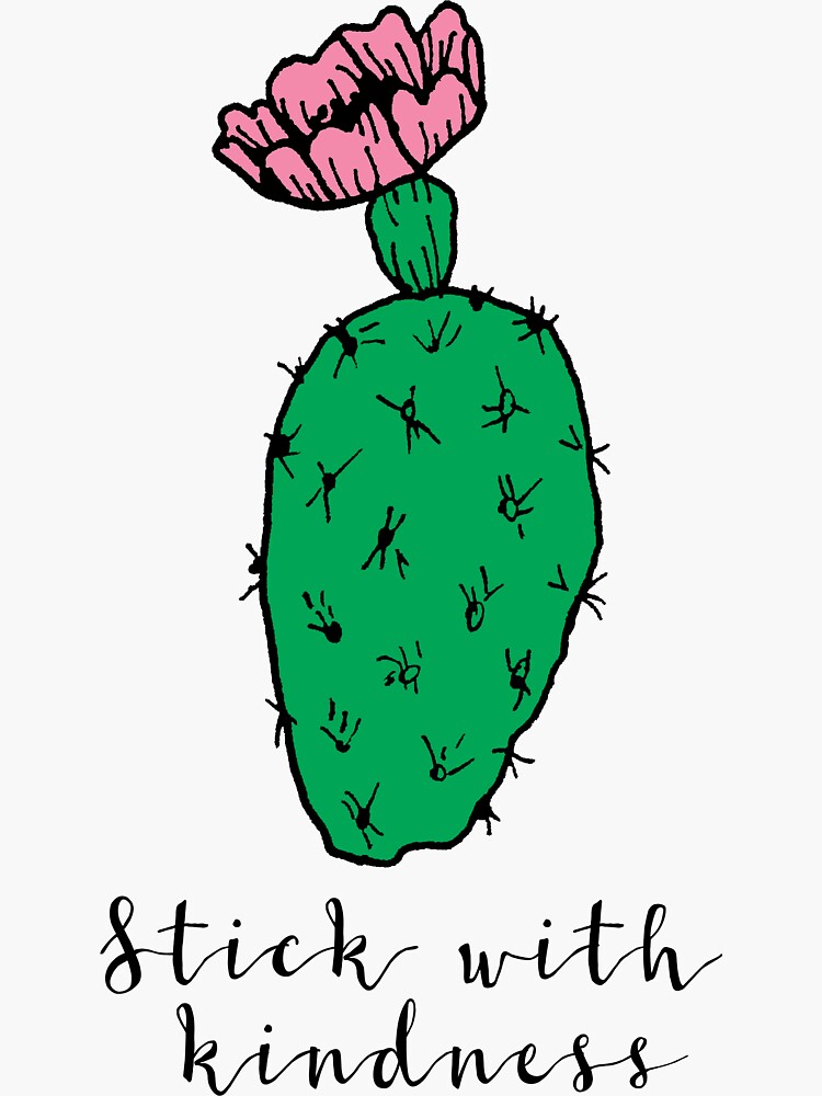 "Stick With Kindness Cactus Illustration" Sticker by MackenzieMakes ...