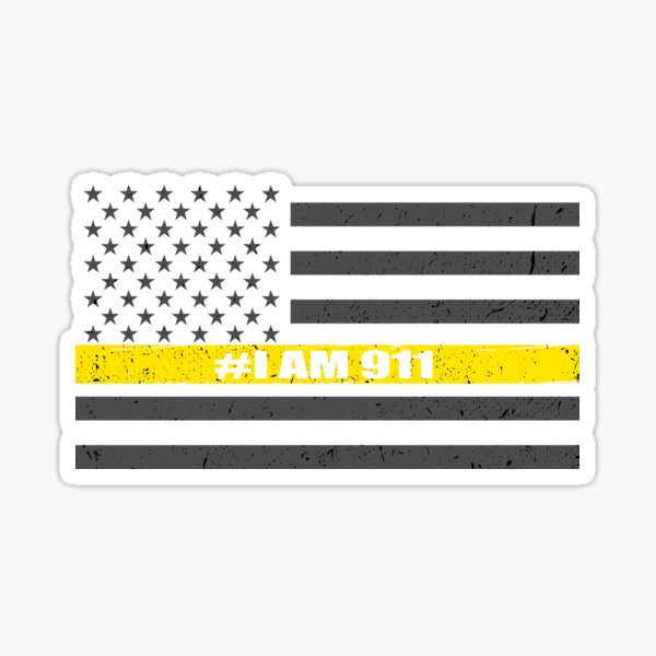 "Thin Gold Line Flag Dispatcher I Am 911 " Sticker for Sale by ...