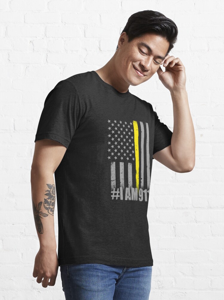"911 Dispatcher Thin Gold Line Flag I Am 911" T-shirt for Sale by ...