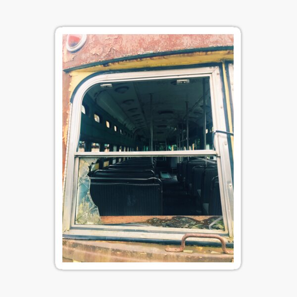 "Broken Bus Window View" Sticker for Sale by dillonkdill | Redbubble