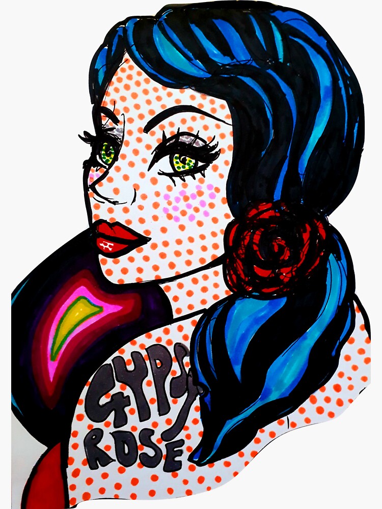 "GYPSY ROSE POP ART GIRL (COLOUR)" Sticker by LizSelleyArt | Redbubble