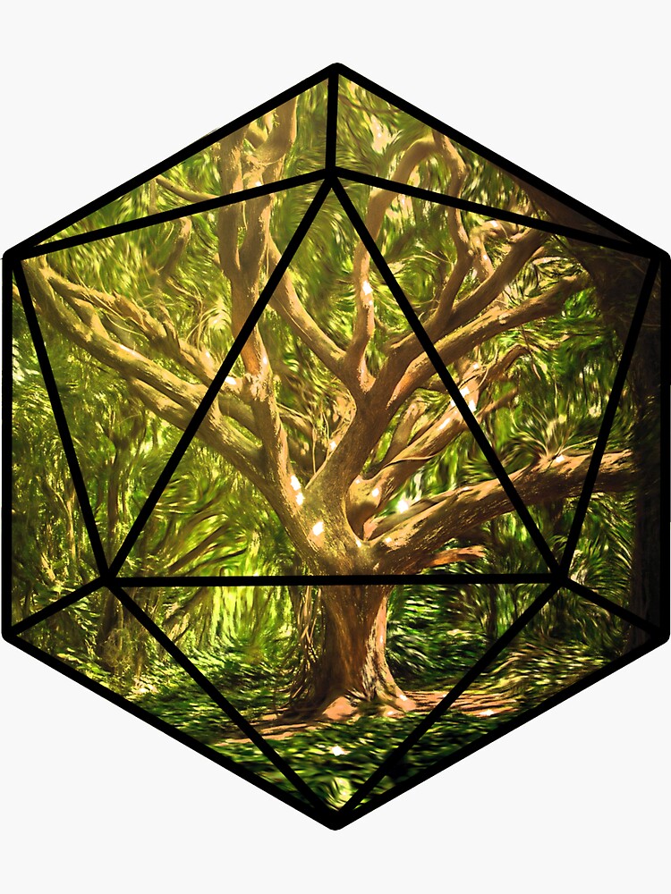 "D20 Fantasy Forest Tree - Druid" Sticker for Sale by guidingstar ...