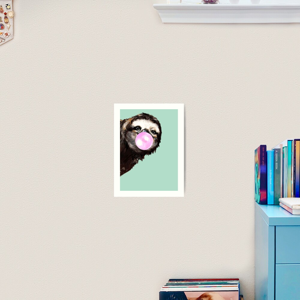 "Playful Sneaky Sloth with Bubble Gum" Photographic Print for Sale by bignosework | Redbubble