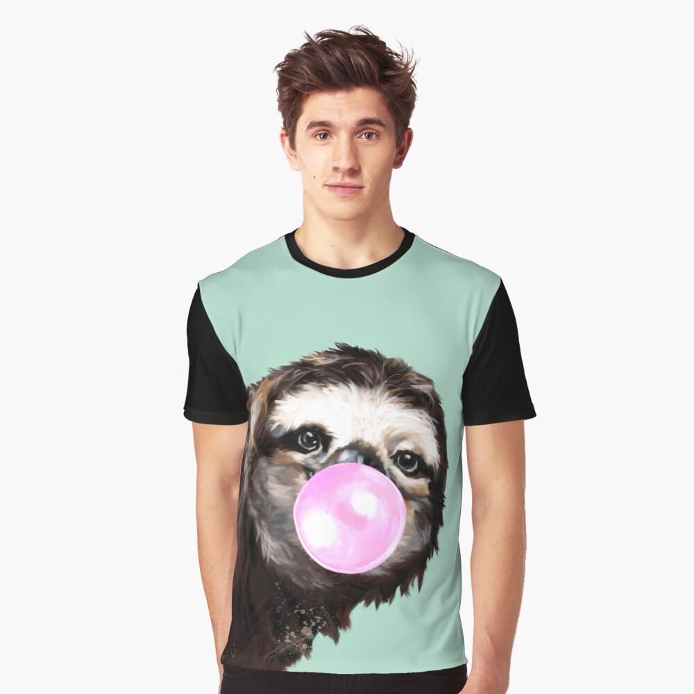 "Playful Sneaky Sloth with Bubble Gum" Photographic Print for Sale by bignosework | Redbubble