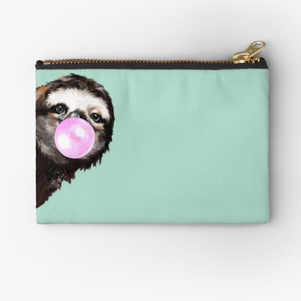 "Playful Sneaky Sloth with Bubble Gum" Zipper Pouch for Sale by ...