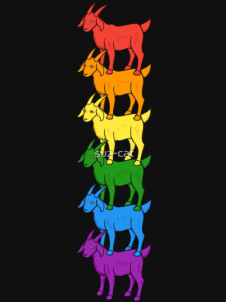 "Rainbow Goat Stack" T-shirt by suz-cat | Redbubble | goat t-shirts ...