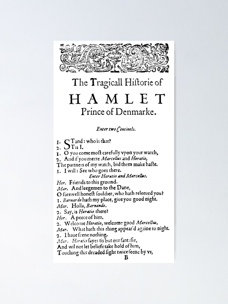 "Hamlet First Page" Poster for Sale by Hoorahville | Redbubble