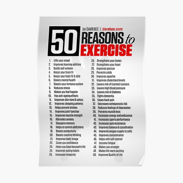 "50 Reasons To Exercise" Poster for Sale by superfitstuff | Redbubble