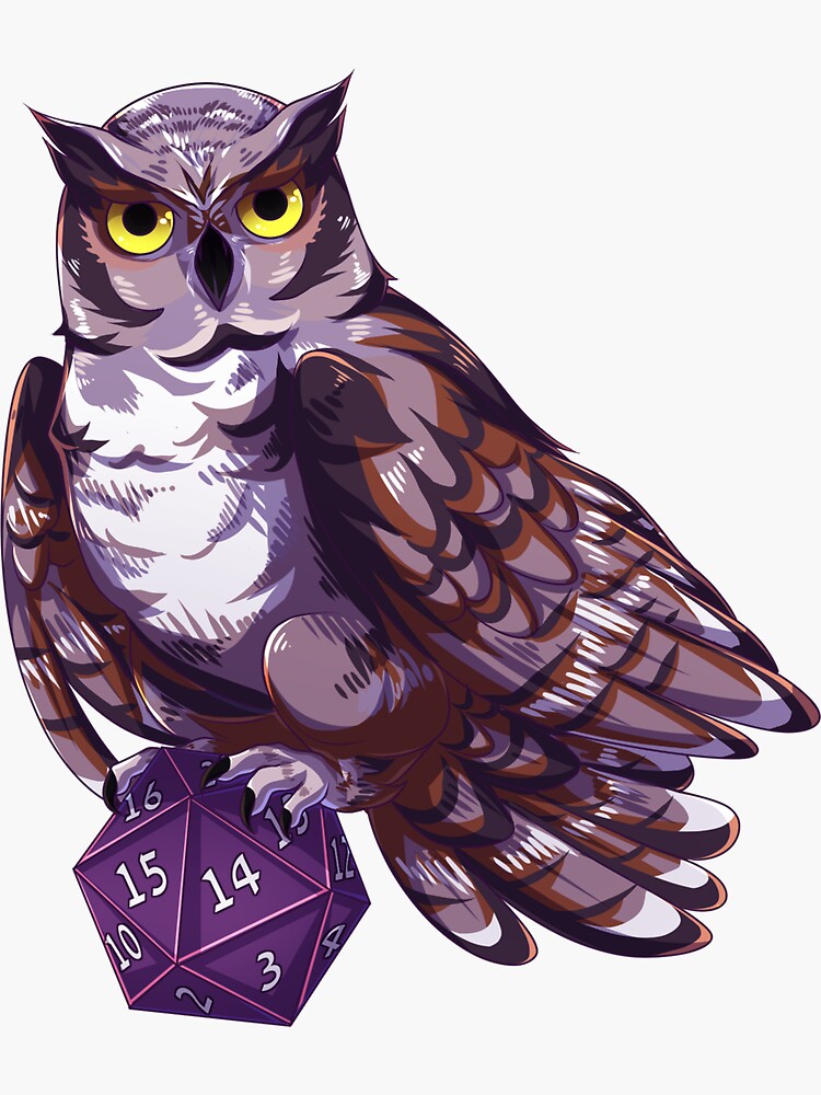 "Owl Master - D20" Sticker for Sale by kaiuxu | Redbubble