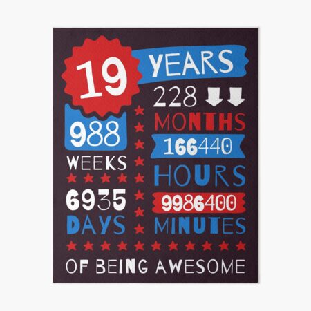 "19 Years Of Being Awesome - Splendid 19th Birthday Gift Ideas" Art ...