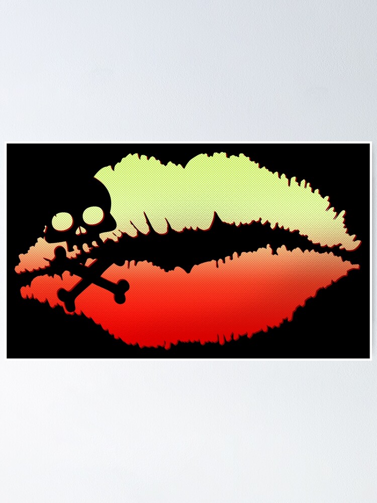 "Red Lip Skull" Poster by FinalLlama | Redbubble