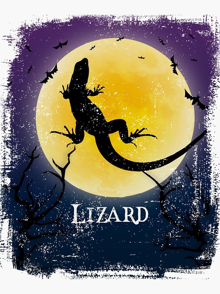 "Lizard Halloween Vintage Design Full Moon" Sticker for Sale by cgocgy ...