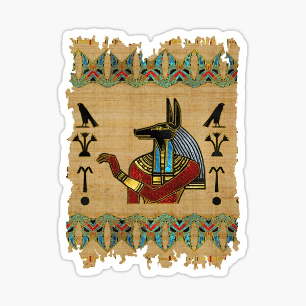 "Egyptian Anubis Ornament on papyrus " Sticker by Nartissima | Redbubble