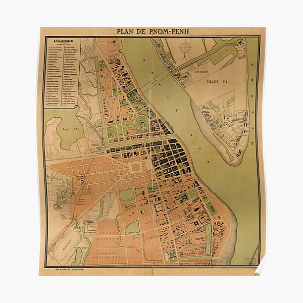 "Map of Phnom Penh, Cambodia (circa 1920)" Poster by allhistory | Redbubble