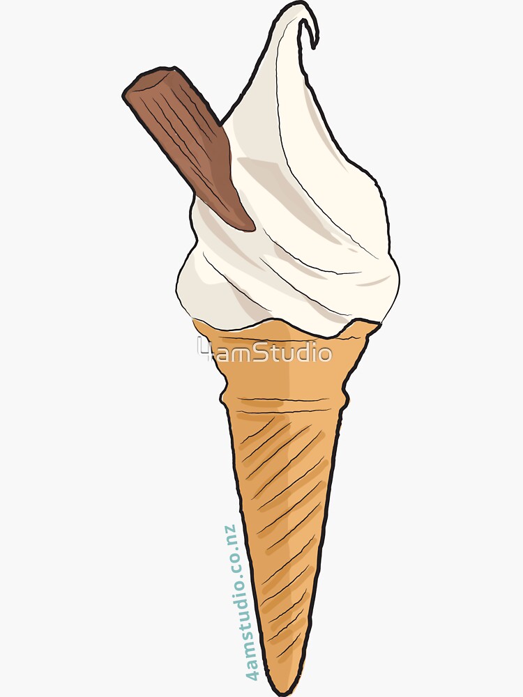 "Hand Drawn New Zealand Soft Serve Ice Cream - Mr Whippy" Sticker for ...