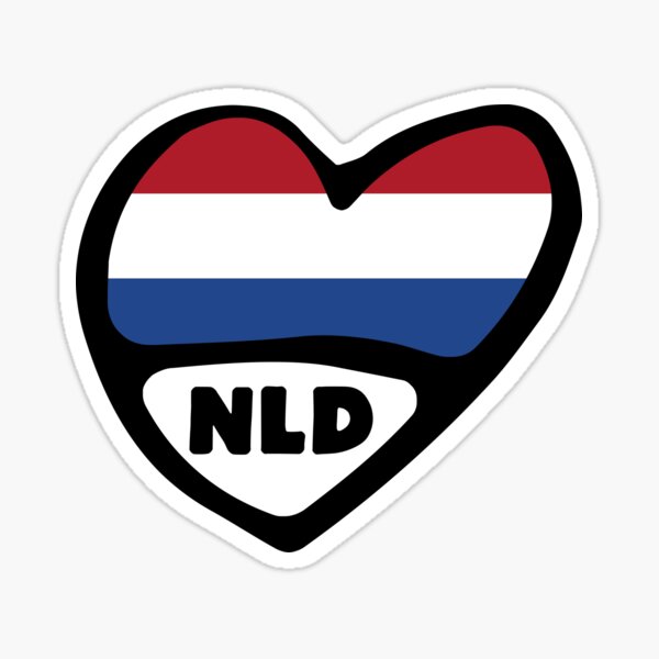 Pegatina «Código de país de Países Bajos Flag Heart, NLD, holandés» de ...