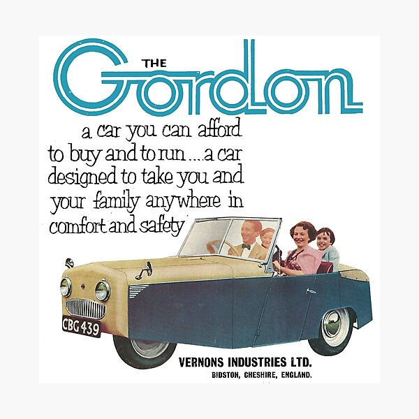 "THE GORDON THREE WHEELER" Photographic Print by ThrowbackMotors ...