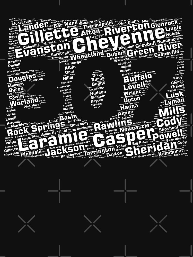 "Wyoming Cities 307 Area Code" T-shirt by shirtonaut | Redbubble