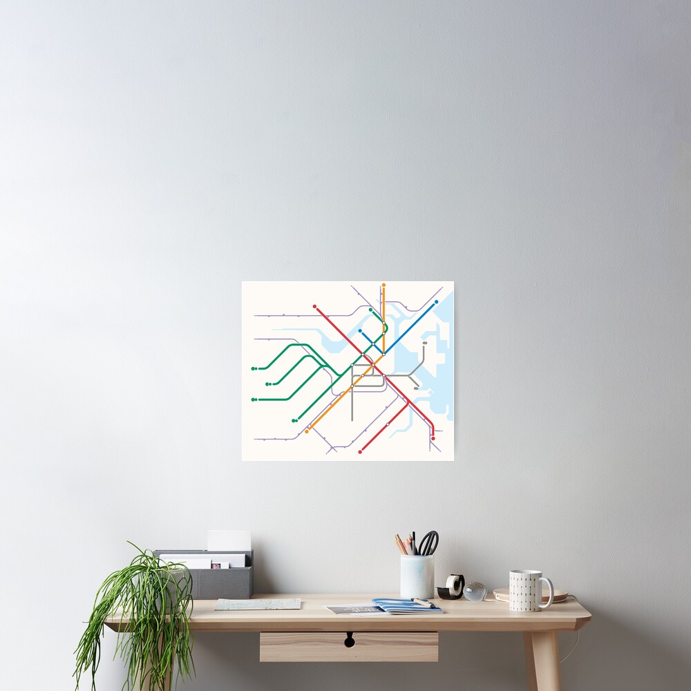 "Simple Boston T MBTA transit map" Poster for Sale by fmslax98 | Redbubble