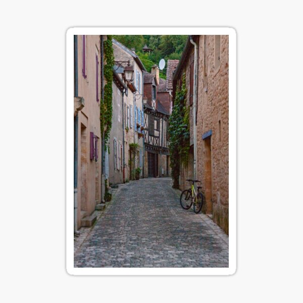 "Small Cobblestone Street in Montignac - Dordogne - France" Sticker by ...