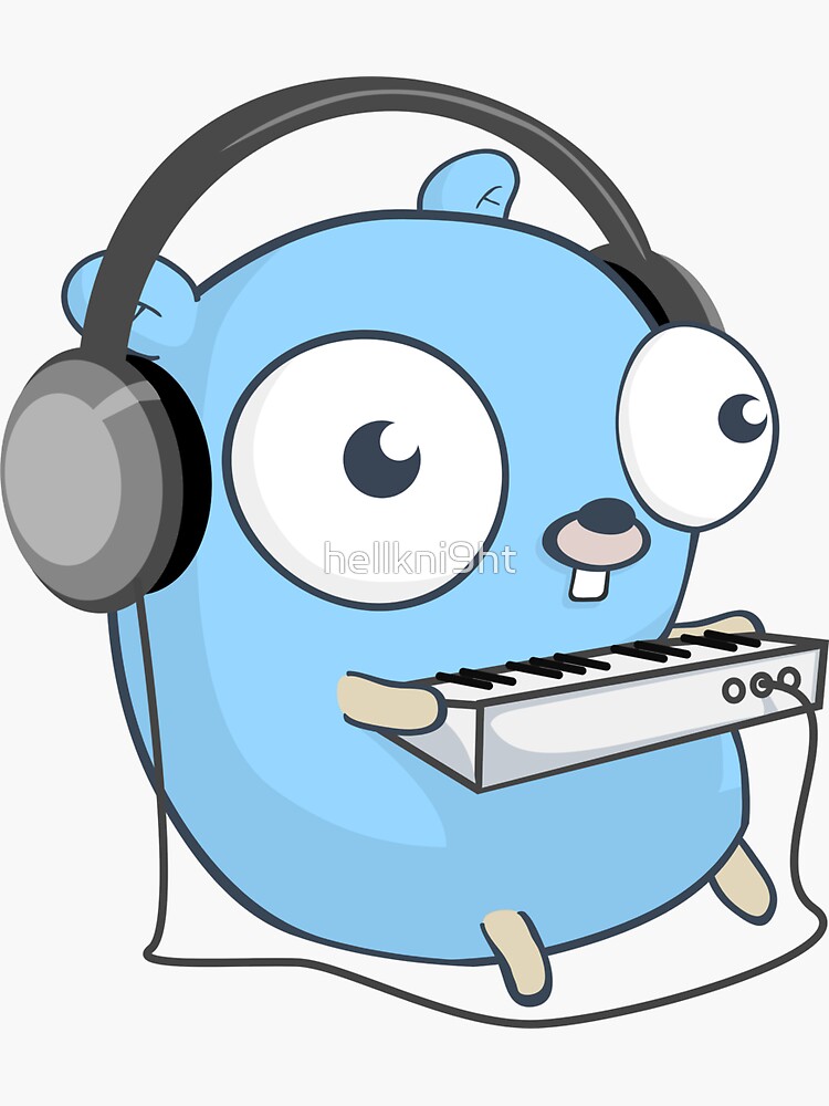 "The Golang Mascot: Music" Sticker for Sale by hellkni9ht | Redbubble