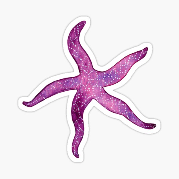 "Purple Watercolor Starfish Sticker" Sticker for Sale by dragonstarart ...