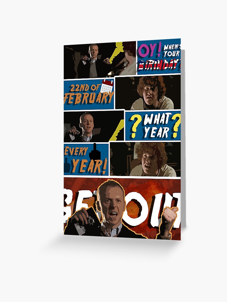 "Hot Fuzz - Birthday Quizz" Greeting Card for Sale by RocketBrother ...