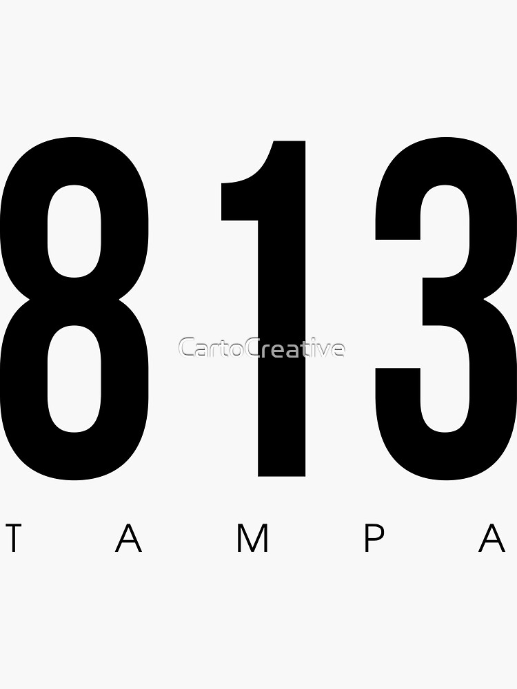 "Tampa, FL - 813 Area Code design" Sticker for Sale by CartoCreative ...